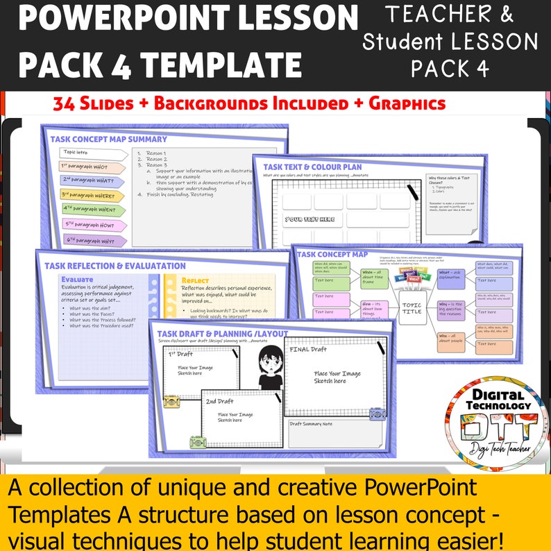 Teacher Lesson Powerpoint Template: Student Class Slides (pack 4) - Etsy