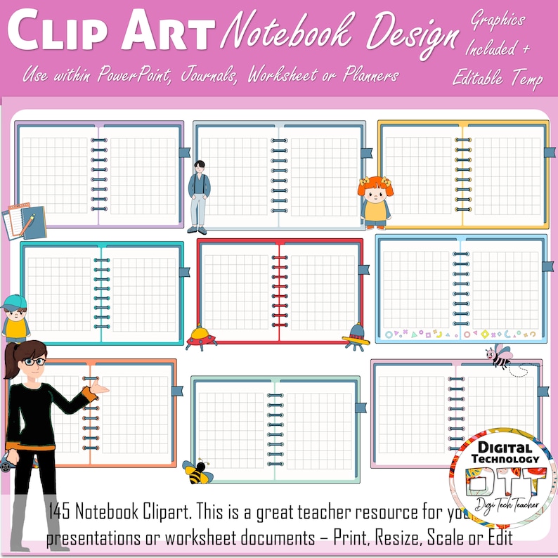 Notebook Vector Clipart, Notebook Powerpoint Element, Notebook Text ...