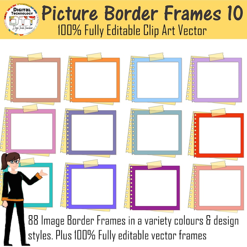 Digital Picture Border Frames 10, Photo Border Clip Art, Text Holder ...