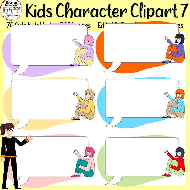 Kids Teen Character Vectors & Text Frame Clipart 7, Kids Text Frames ...