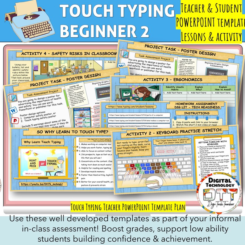 Touch Typing Beginner Powerpoint Template: Teacher & Student Lesson ...