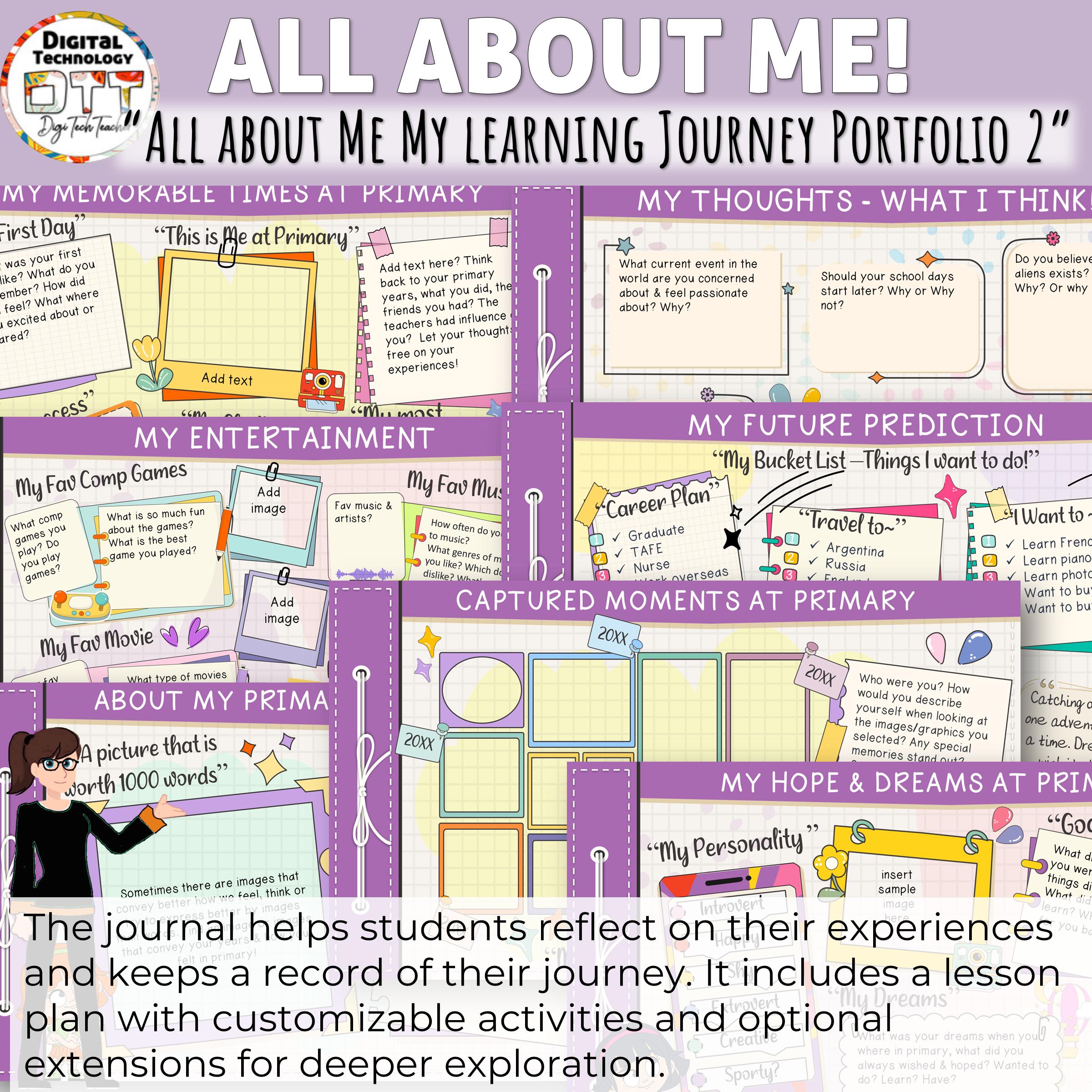 All About Me Notebook, Learning Journey Notebook 2, Guided Journal ...