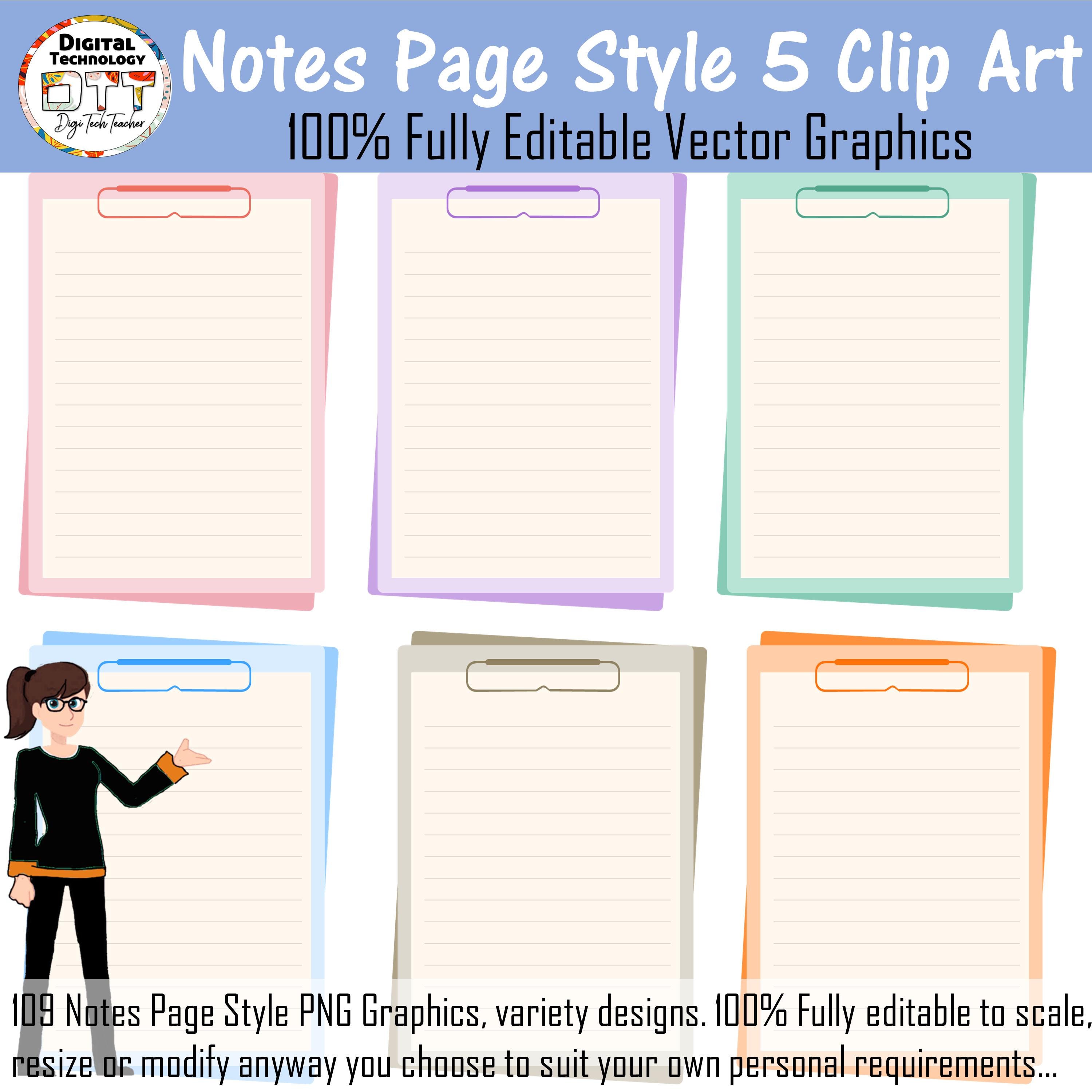 Note Page 5 Vector Clipart, 109 PNG Digital Graphics, Instant Download ...