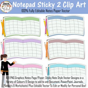 Notepad Sticky 2 Vector Clipart, Paper Clipart, Label Clipart ...