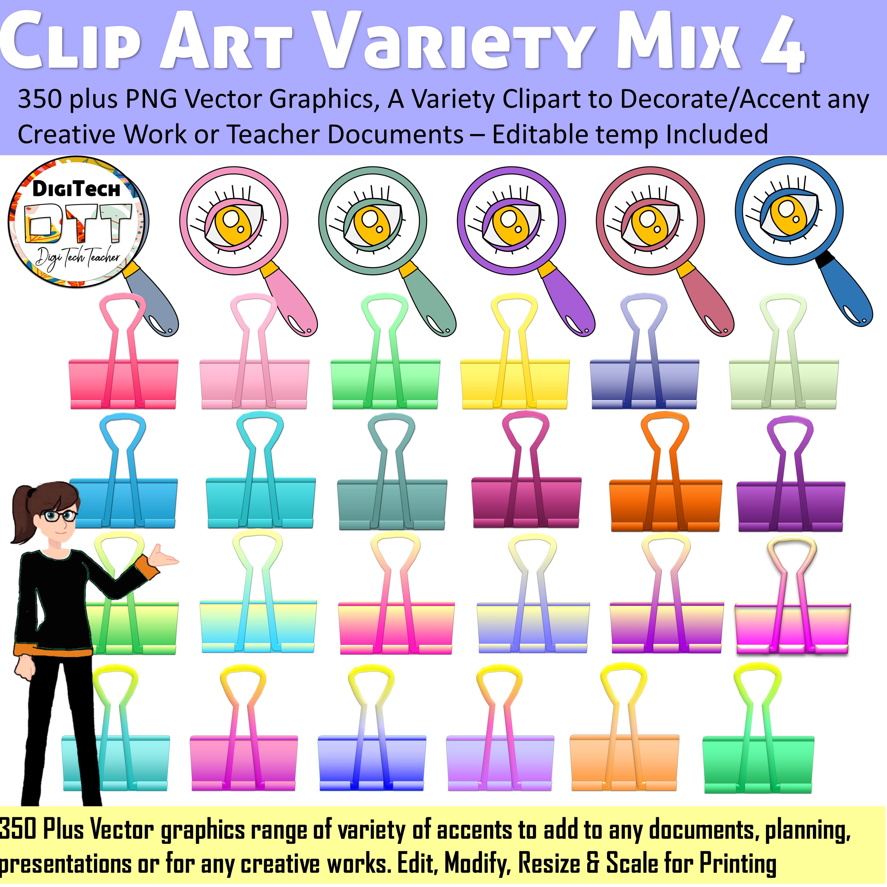 Clip Art Vector Variety Mix 4, Teacher Clipart, Page Accent Clipart ...