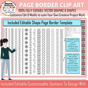 Page Border Clipart 2, Border Clipart, Editable Borders, Decorative ...