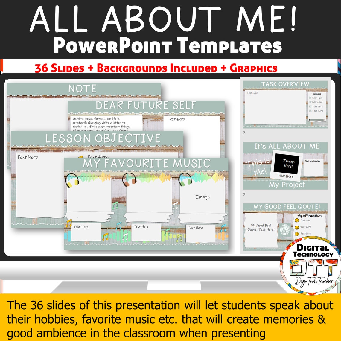 All About Me Powerpoint Template 1, Editable School Template, Teacher ...