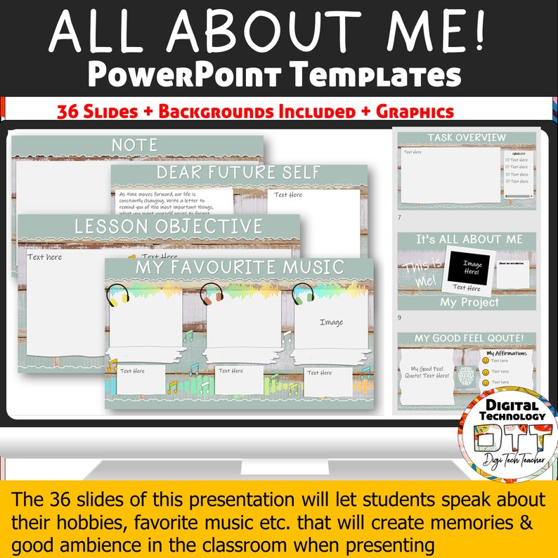All About Me Powerpoint Template: Teacher Lesson Template, Display ...