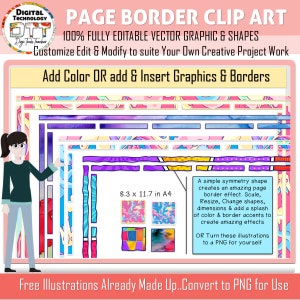 Page Border Clipart 2, Border Clipart, Editable Borders, Decorative ...