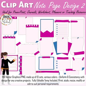 Notes Page Clipart 2, Vector Note Clipart, Sticky Note Page Clipart ...