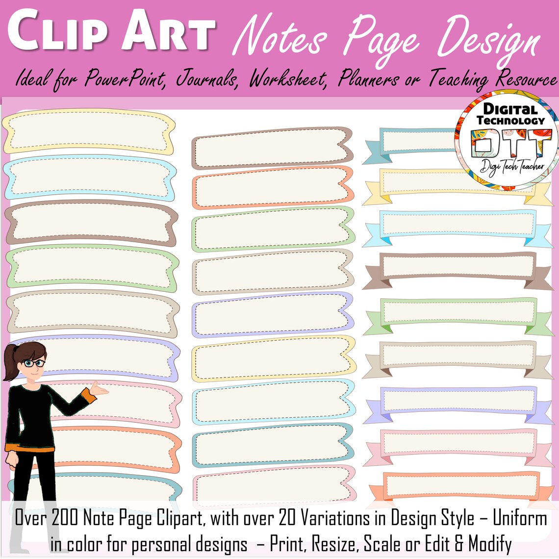Note Page Vector Clipart Notepad Vector Clipart Stationary - Etsy