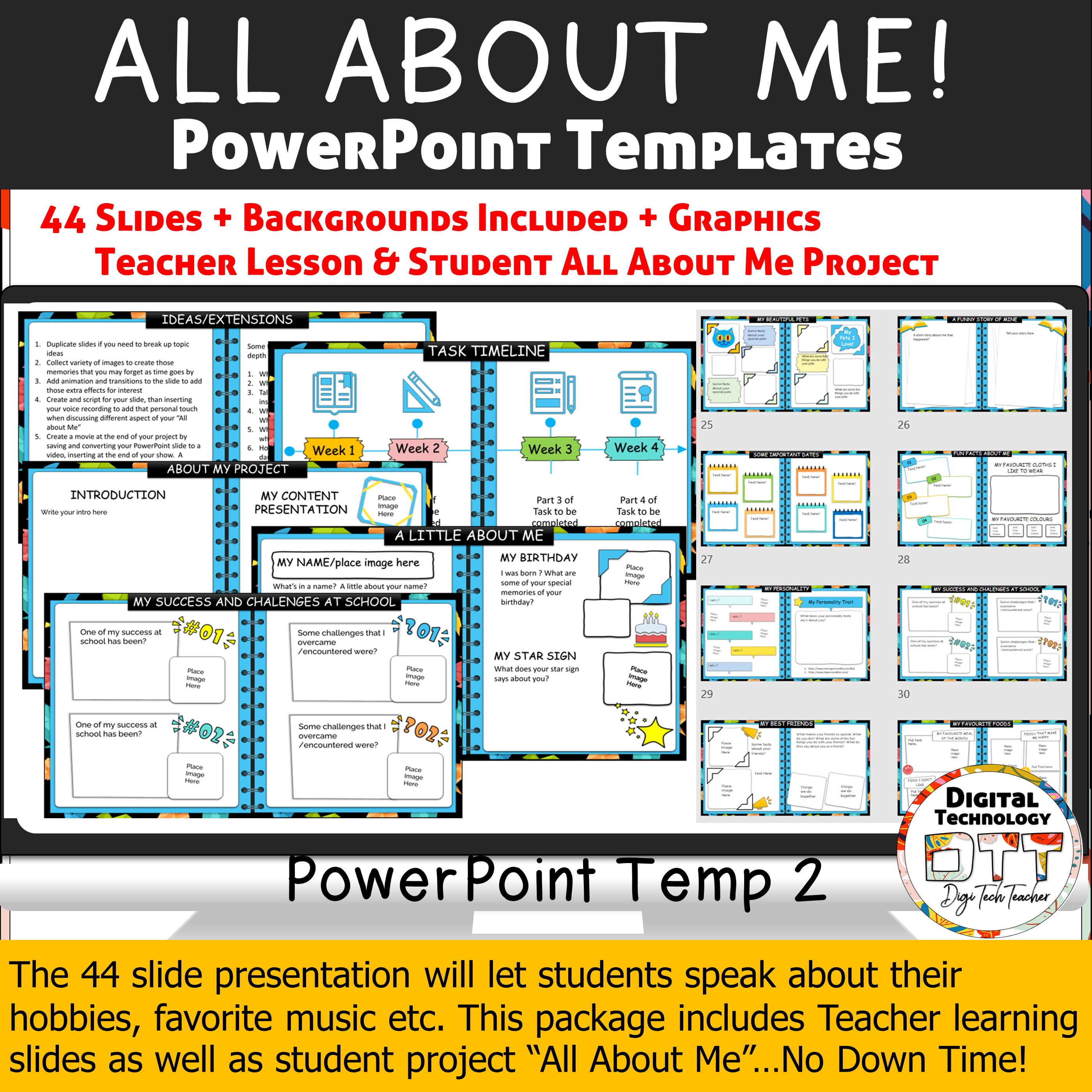 All About Me Powerpoint Template 2, Editable, Back to School, Teacher ...