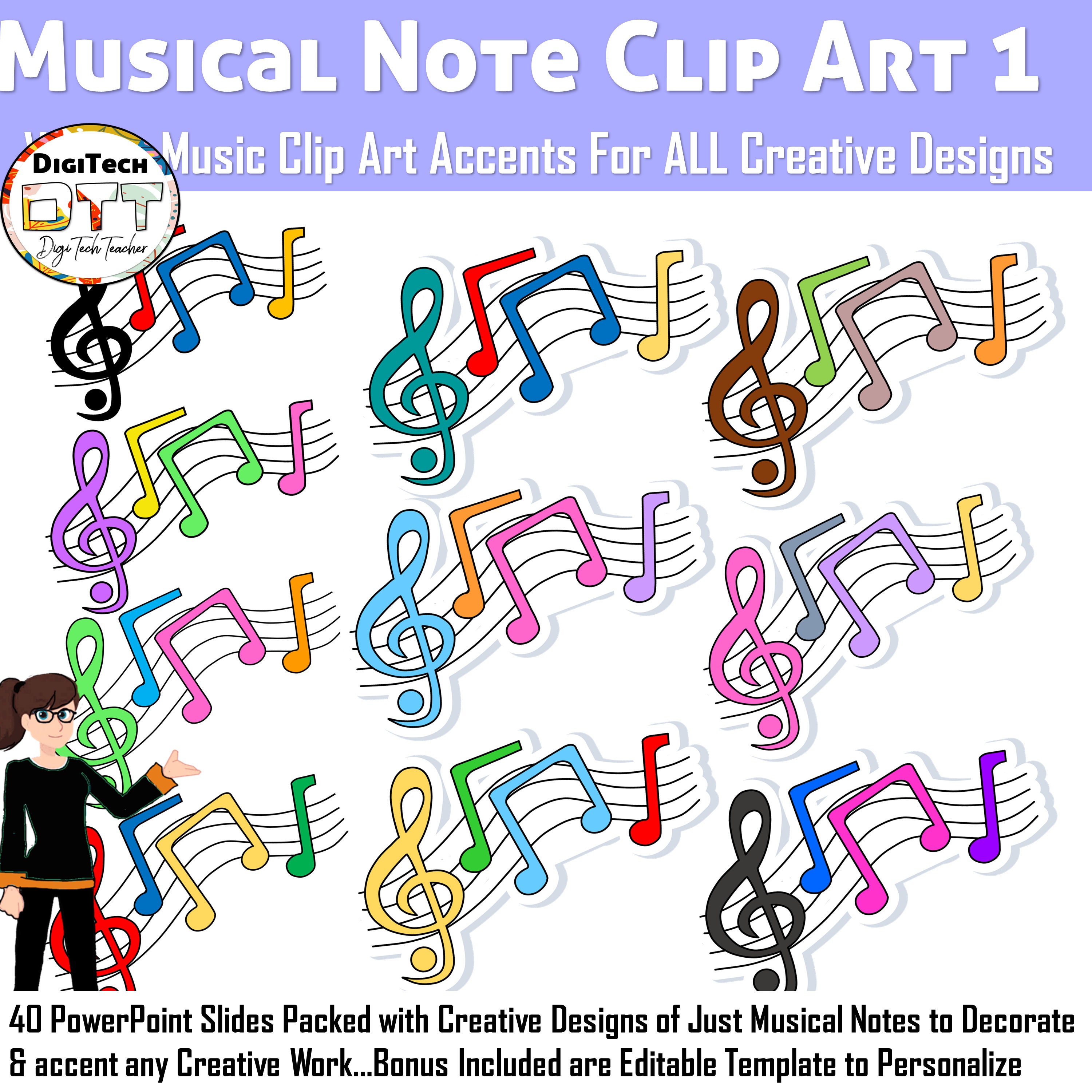 Musical Notes Vector Clip Art 1, Musical Note Icons, Musical Note ...