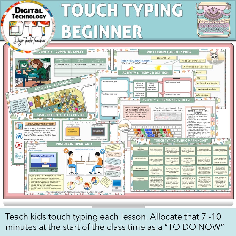 Touch Typing Beginner Lesson: Powerpoint Template (editable) - Etsy