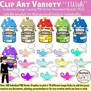 Variety Clipart Mix, Stars, Clouds, Hearts, Wishing Clipart, Dreaming ...