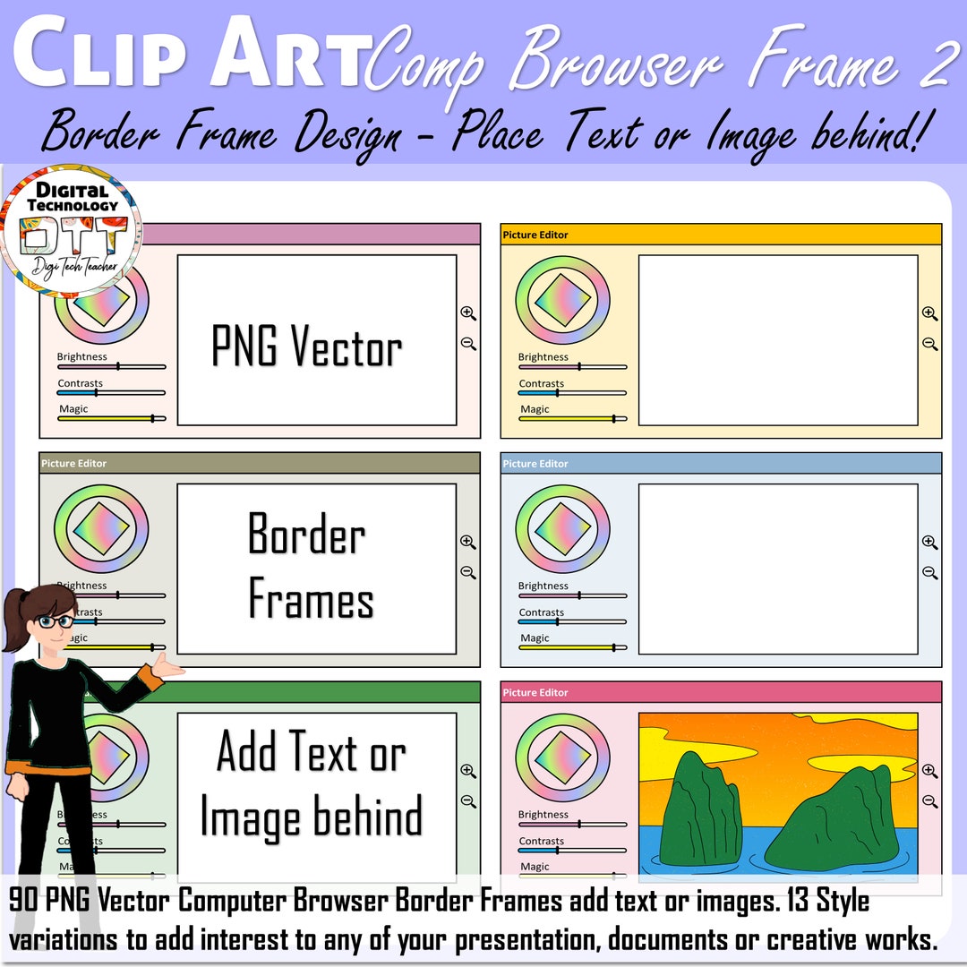 Computer Browser Border Frame Clipart 2 Browser Window - Etsy