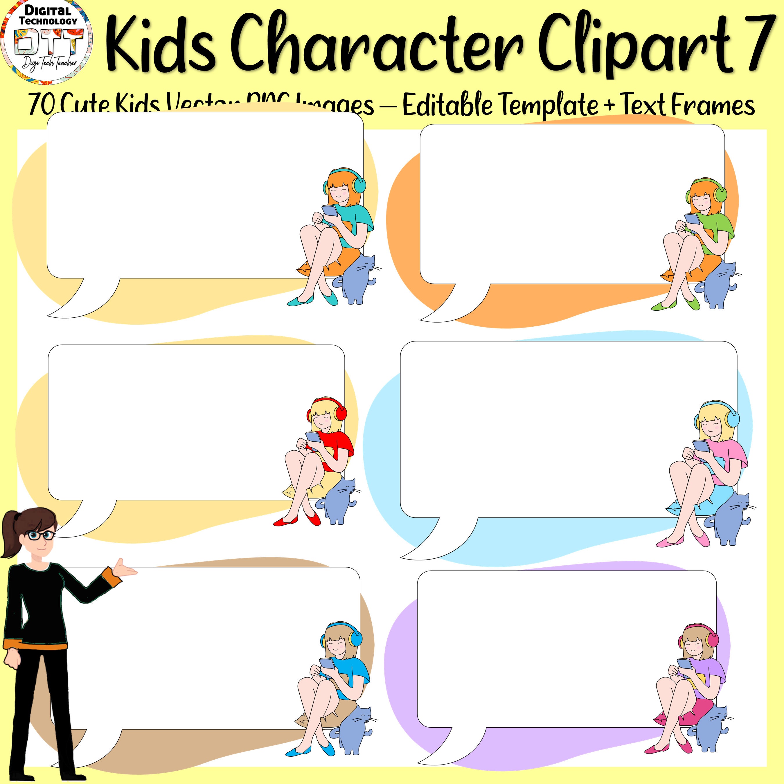 Kids Teen Character Vectors & Text Frame Clipart 7, Kids Text Frames ...