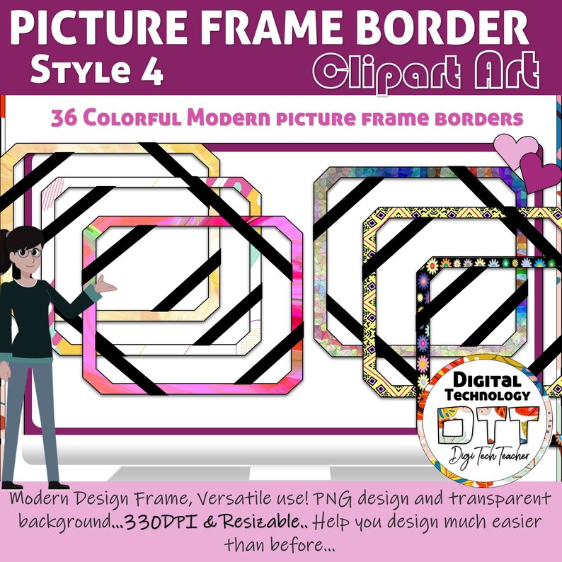 Picture Frame Clipart Set 4, Vector Frame, Vector Modern Frames, Frame ...