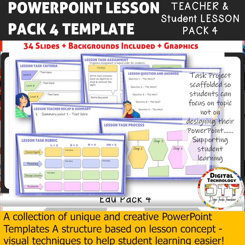 Teacher Lesson Powerpoint Template: Student Class Slides (pack 4) - Etsy