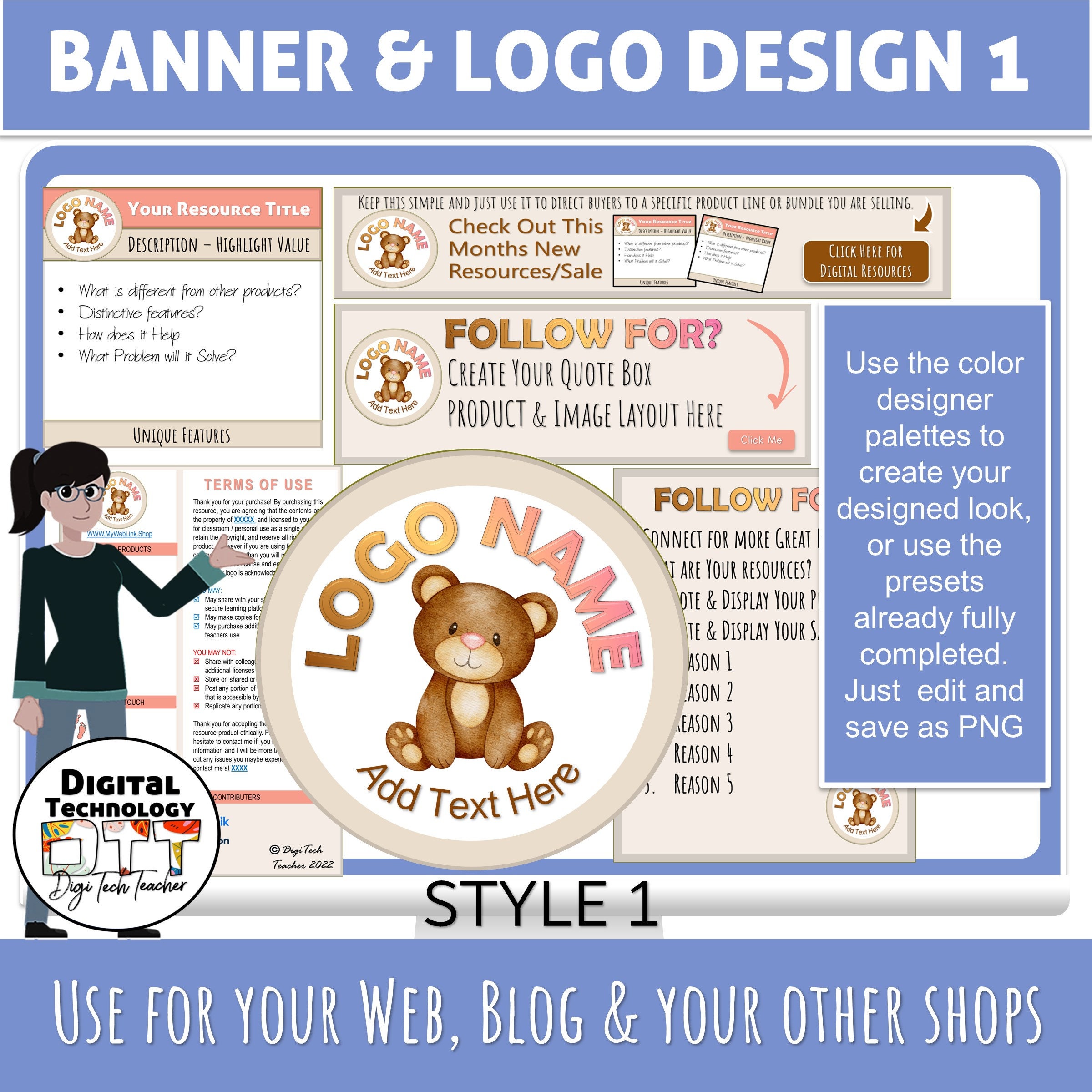 Banners and Logo Design Powerpoint Temp TPT Bannertpt - Etsy