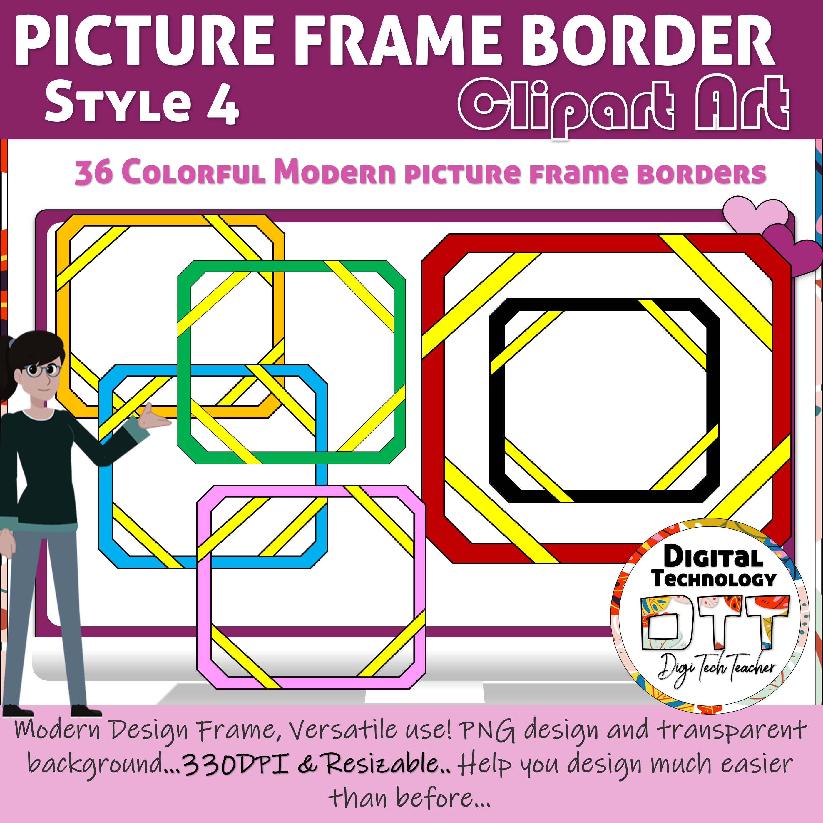Picture Frame Clipart Set 4, Vector Frame, Vector Modern Frames, Frame ...