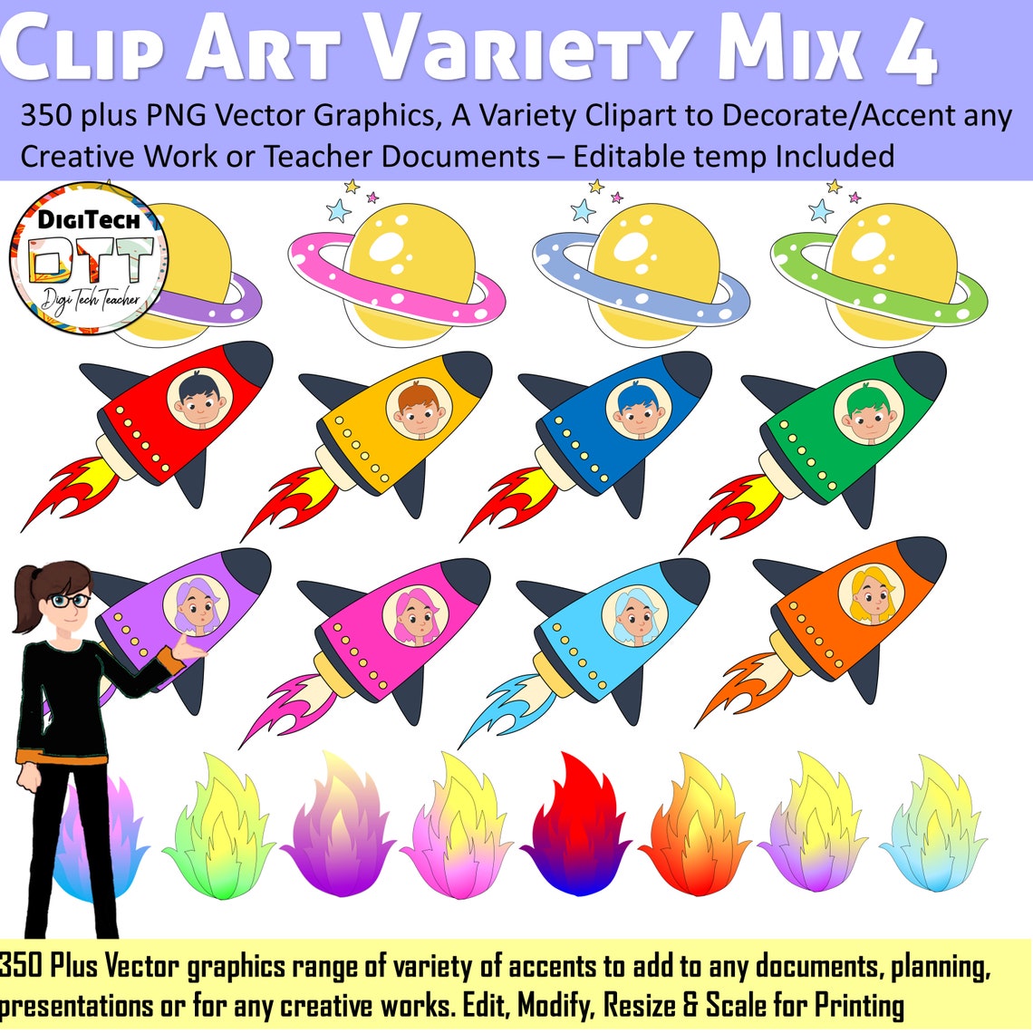 Clip Art Vector Variety Mix 4, Teacher Clipart, Page Accent Clipart ...