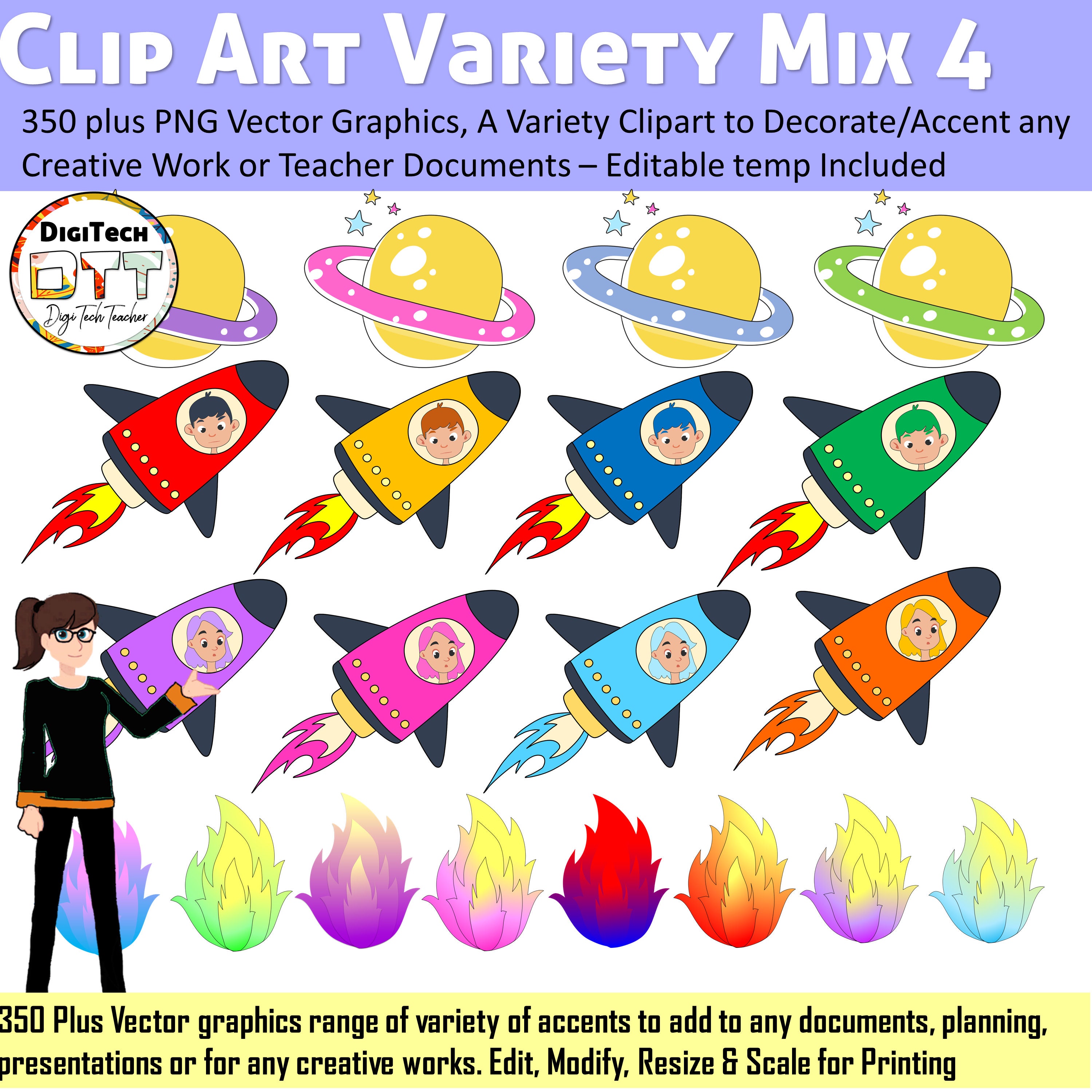 Clip Art Vector Variety Mix 4, Teacher Clipart, Page Accent Clipart ...