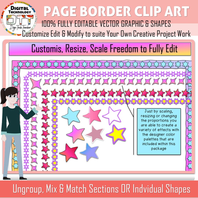 Page Border Clipart 2, Border Clipart, Editable Borders, Decorative ...