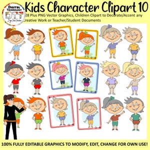 Kids Character Clipart 9, Children Clipart, School Clipart, Middle ...