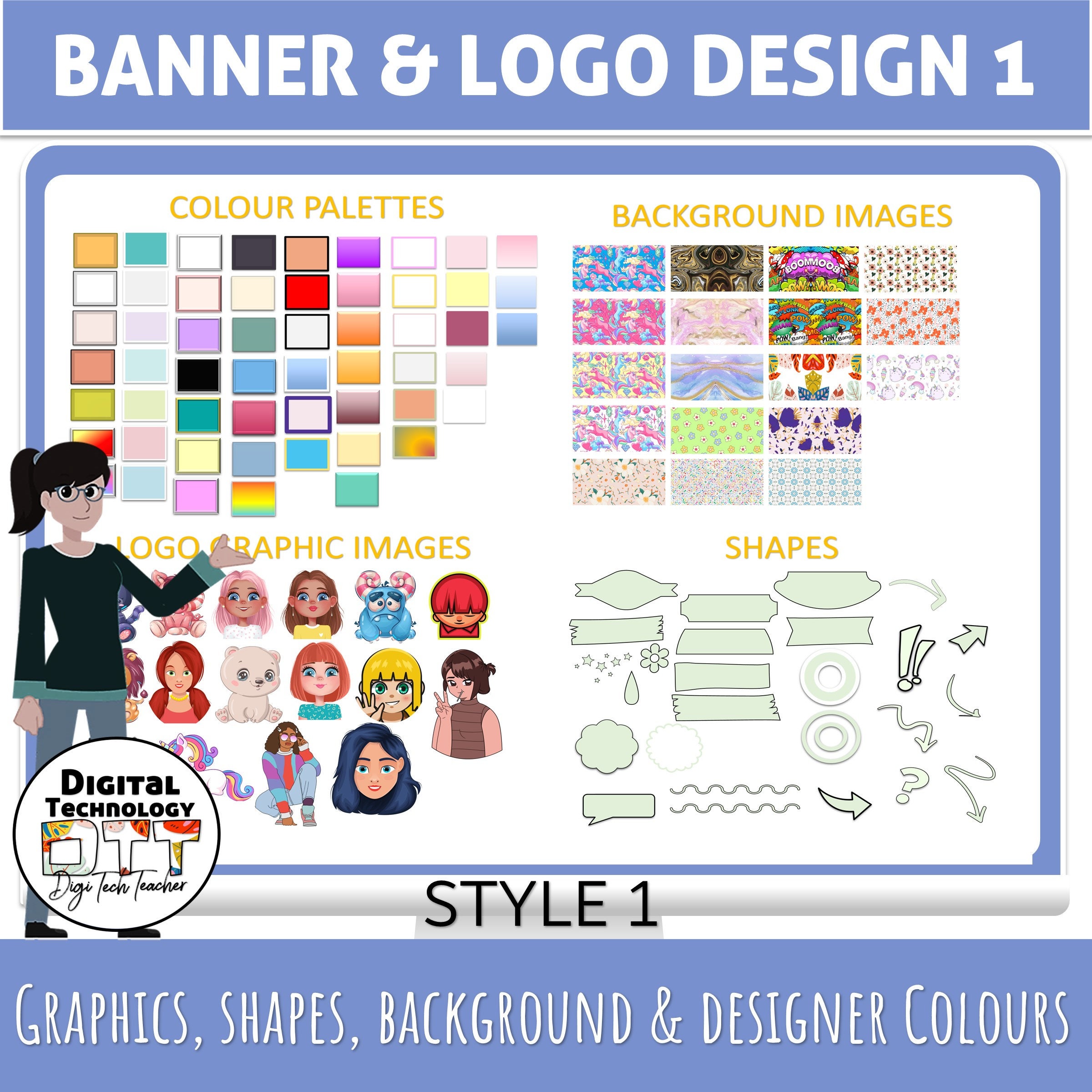 Banners and Logo Design Powerpoint Temp TPT Bannertpt - Etsy