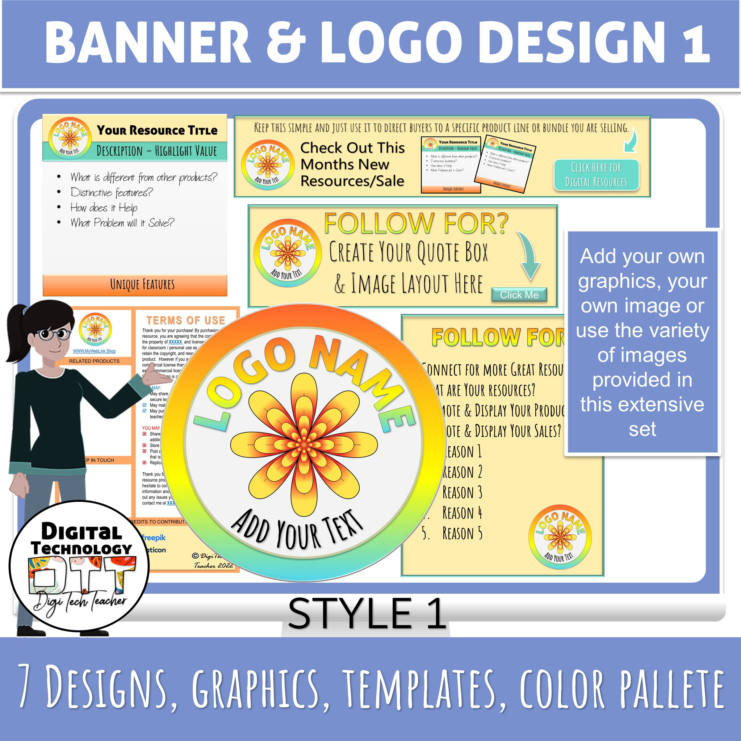 Banners and Logo Design Powerpoint Temp TPT Bannertpt - Etsy
