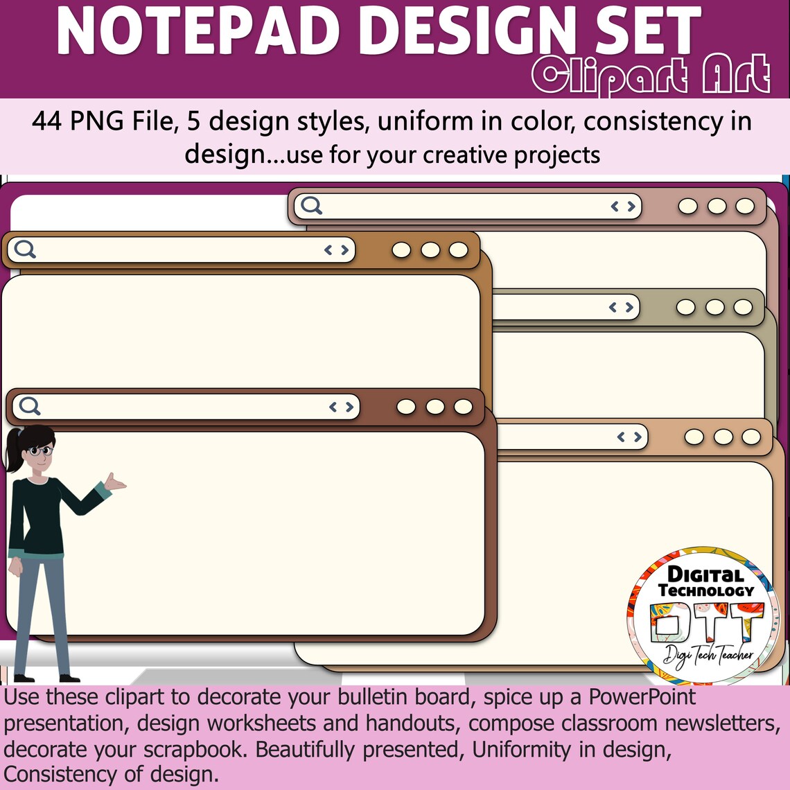 Notepad Clipart 1, Text Frames, PNG, Vector Notepad, Clipart Text Frame ...