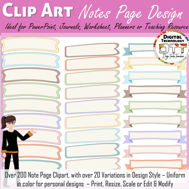 Note Page Vector Clipart, Notepad Vector Clipart, Stationary Clipart ...