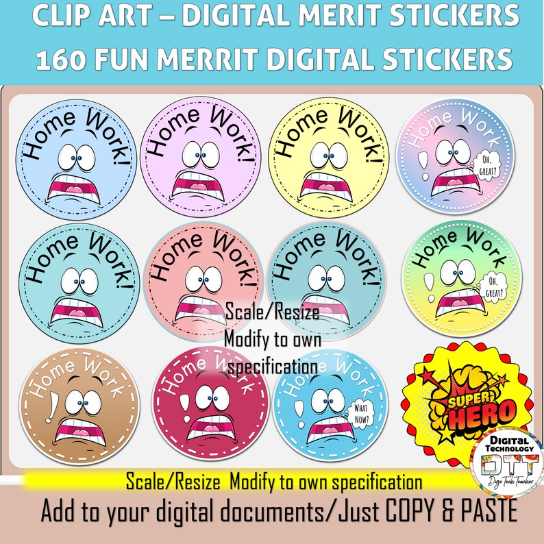 School Sticker Digital Clipart, Sticker, Kids Sticker, Digital Sticker ...