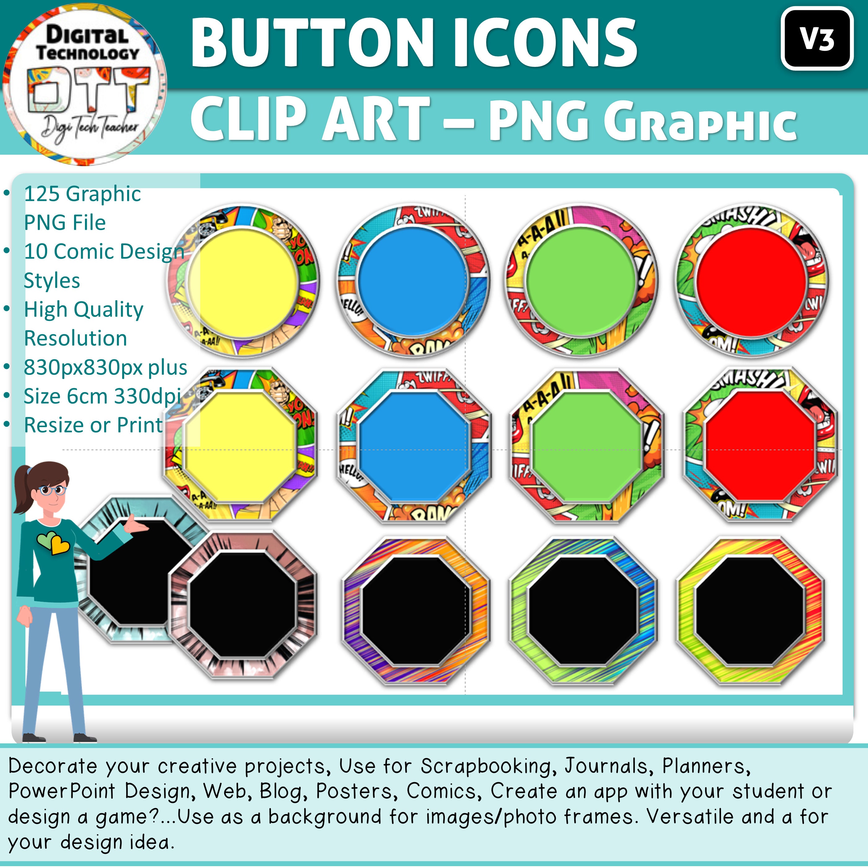 Button Icon Clipart 3, Web Button, Icon Clipart, Digital Planner ...