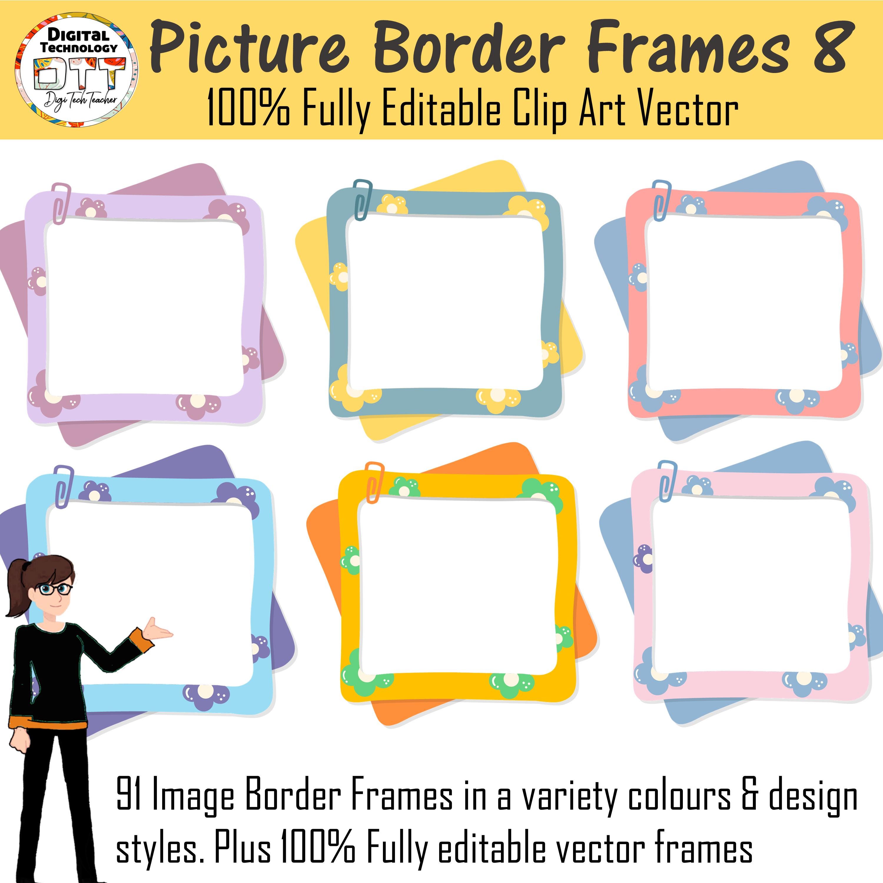 Photo Border Clip Art: 91 Editable PNG Vector Frames (digital Download ...