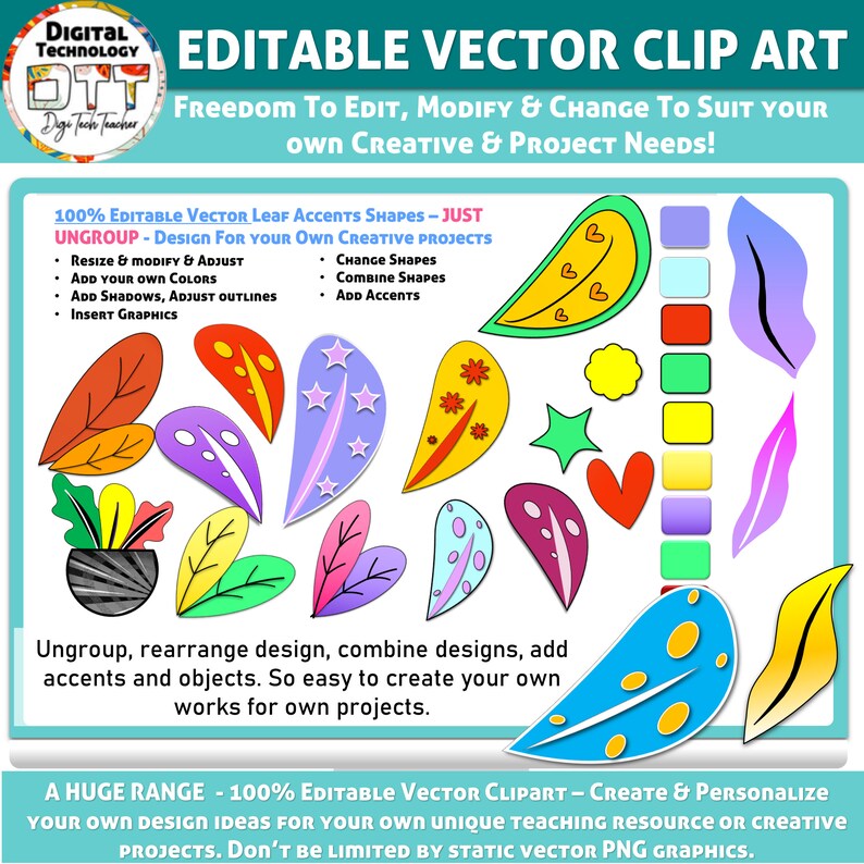 100 Clipart Bundle 6, Variety Clipart, Fully Editable, Flowers, Trees ...