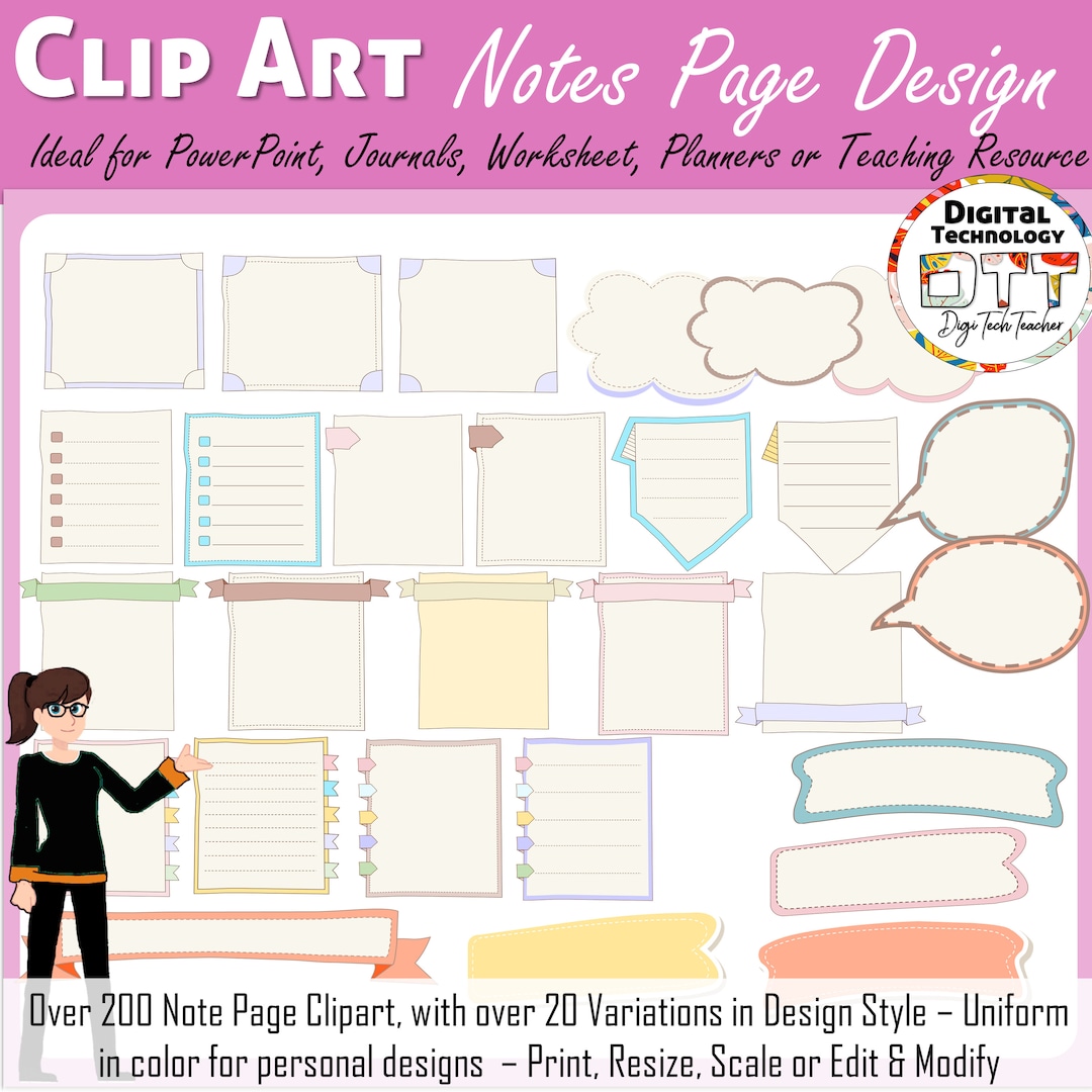 Note Page Vector Clipart: Editable Paper Graphics (digital Download) - Etsy