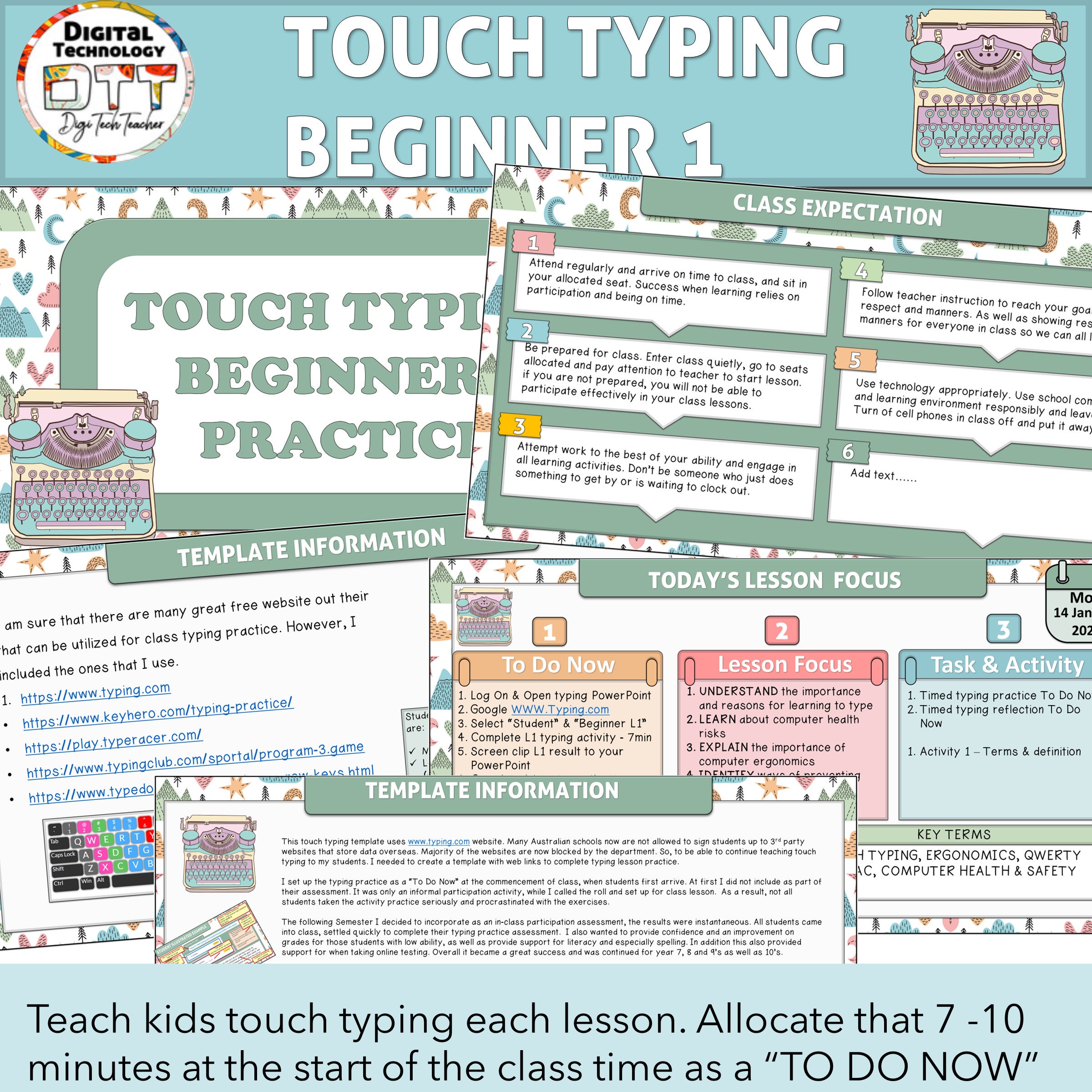 Touch Typing Beginner Lesson: Powerpoint Template (editable) - Etsy