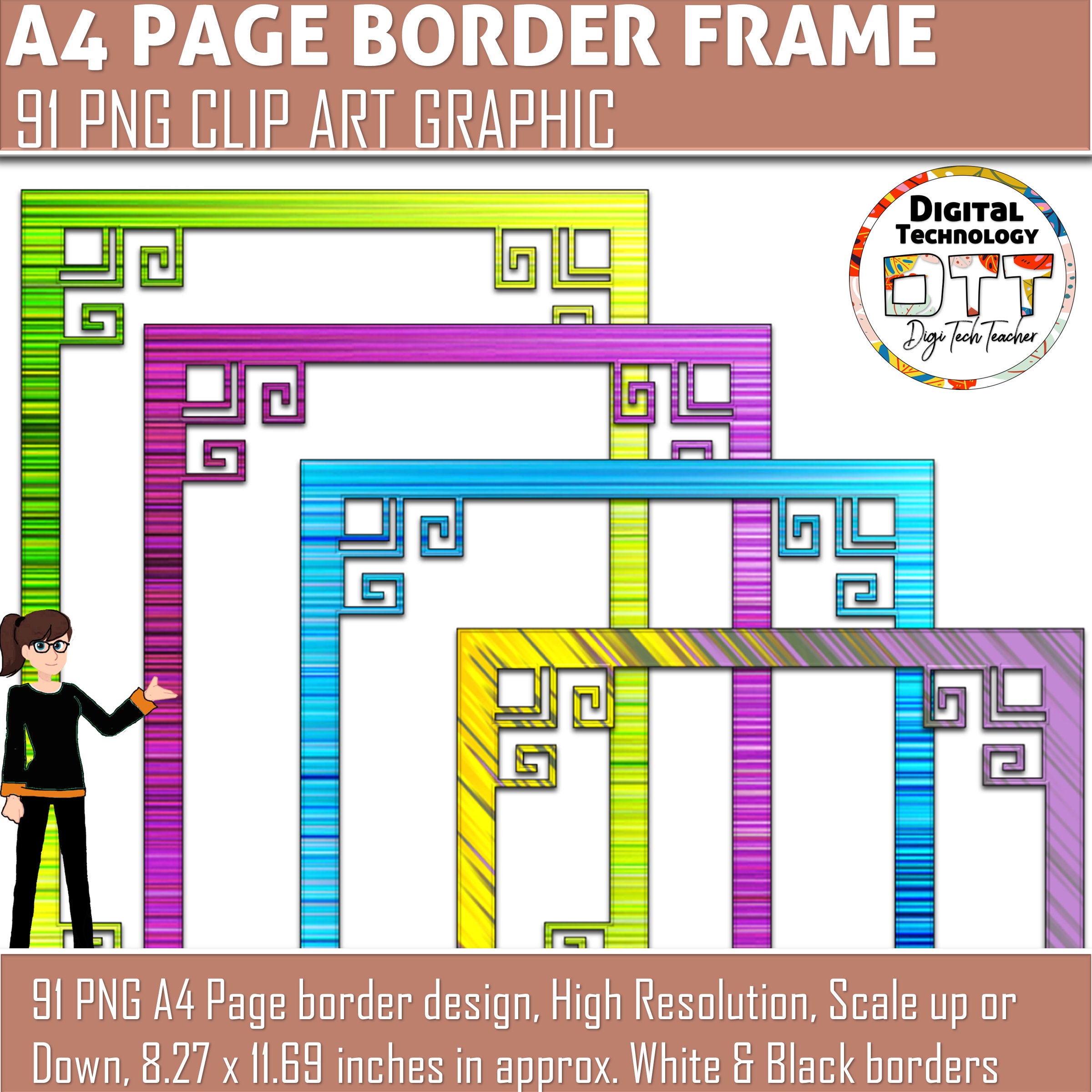 Page Border Clipart 1, A4 91 Png's, Vertical Pageborder, Comic ...