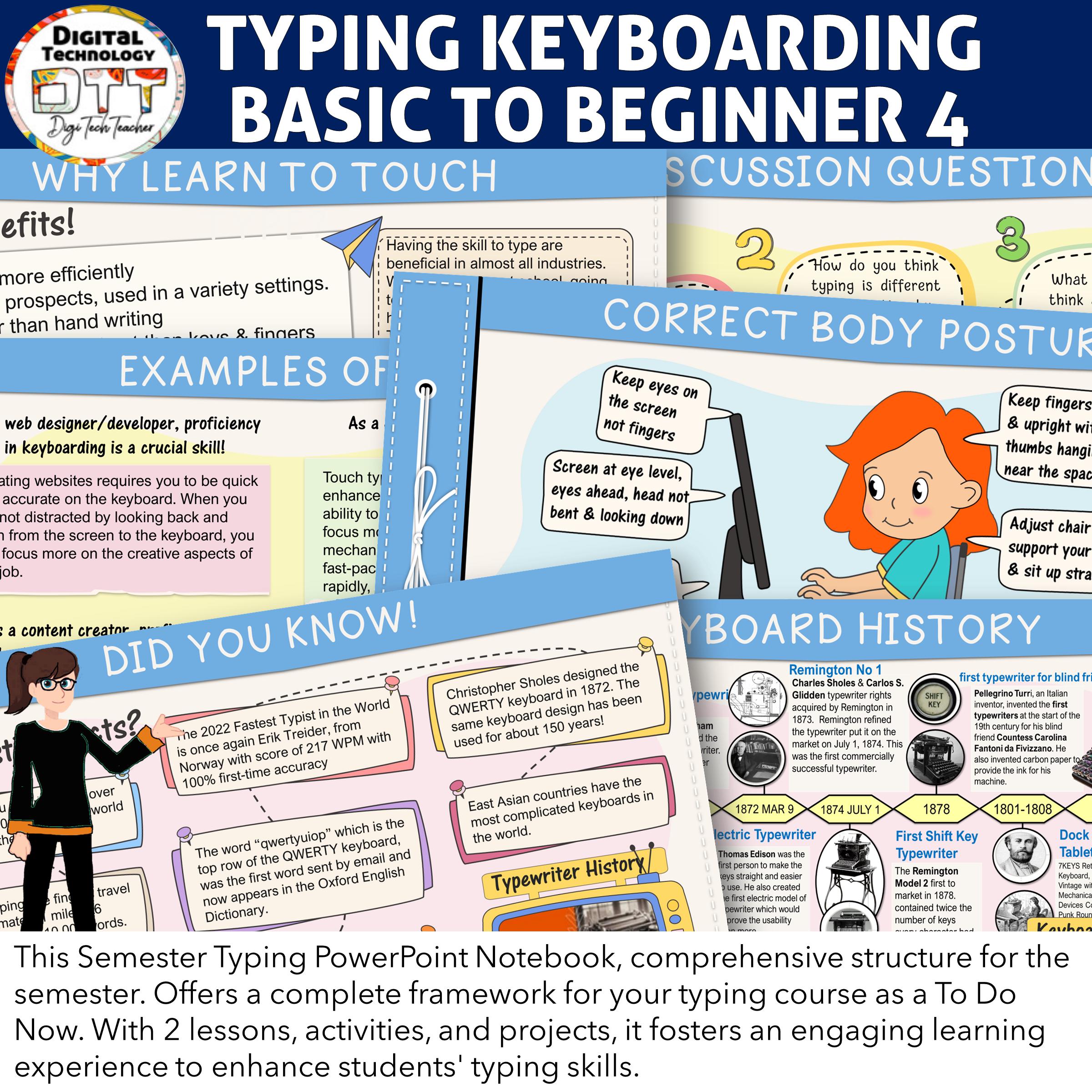 Touch Typing Basic Beginner 4, Keyboarding Practice, Typing Basics ...
