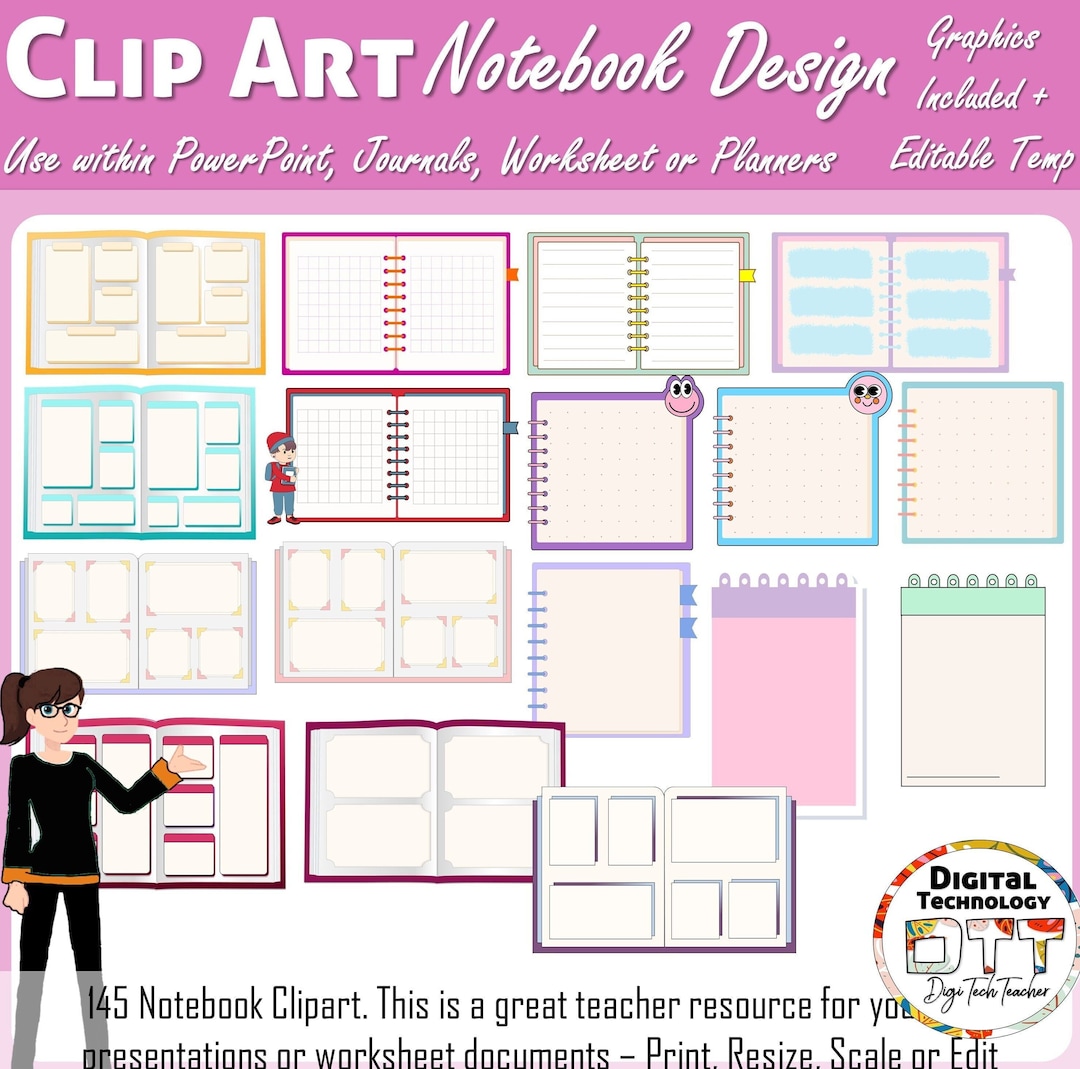 Notebook Vector Clipart, Notebook Powerpoint Element, Notebook Text ...