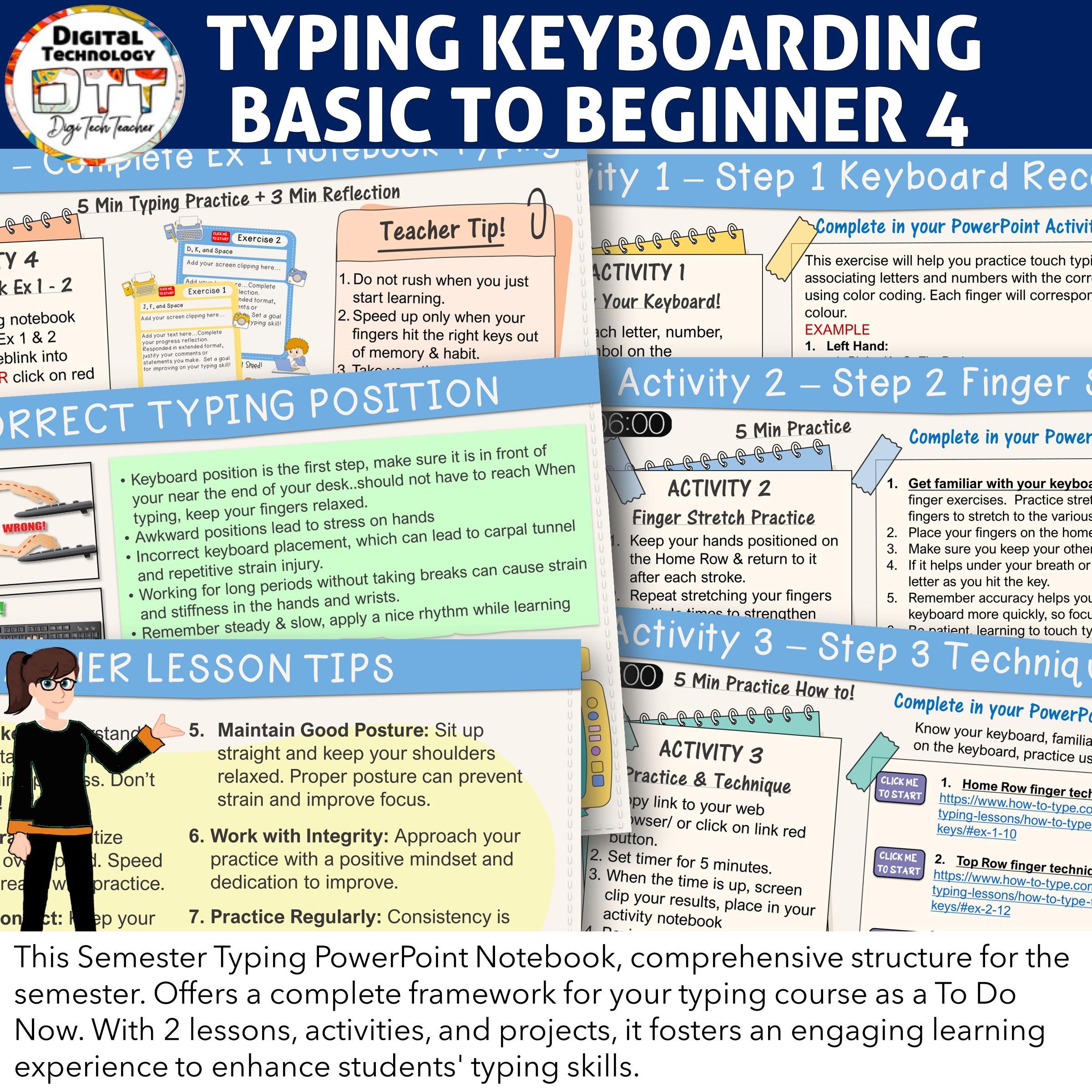 Touch Typing Basic Beginner 4, Keyboarding Practice, Typing Basics ...
