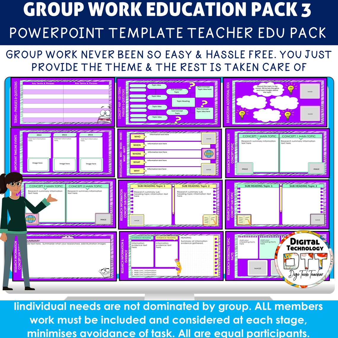 Group Work Powerpoint Template 3 Student Project Teacher - Etsy