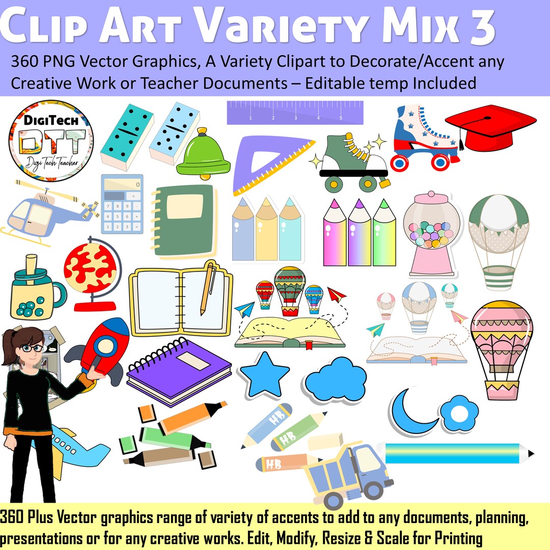 Clip Art Vector Variety Mix 3, Teacher Clipart, Page Accent Clipart ...