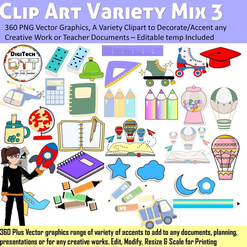 Clip Art Vector Variety Mix 3, Teacher Clipart, Page Accent Clipart ...