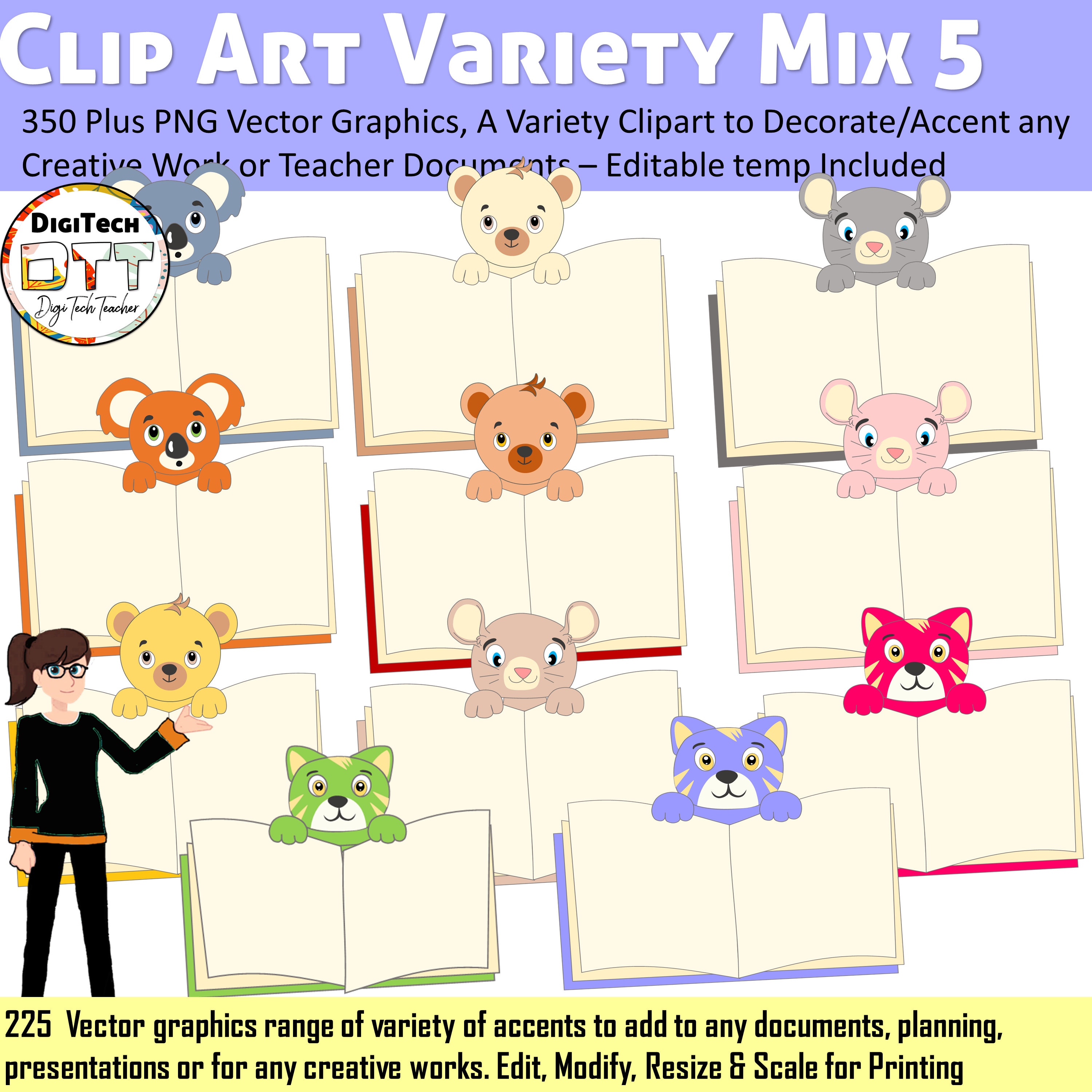 Clip Art Vector Variety Mix 5, Teacher Clipart, Page Accent Clipart ...