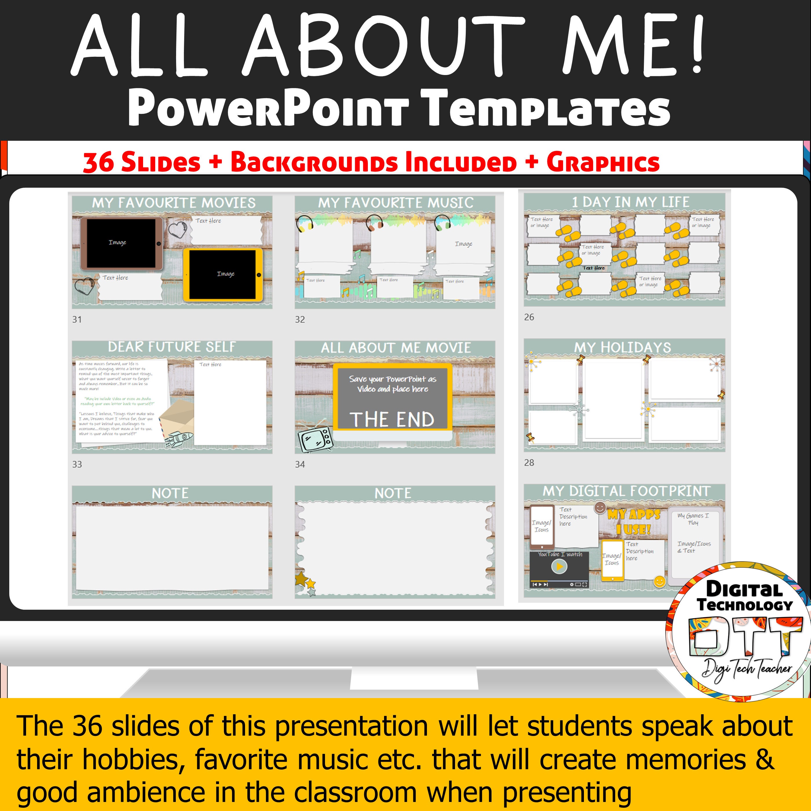 All About Me Powerpoint Template: School Memories Slide (editable) - Etsy