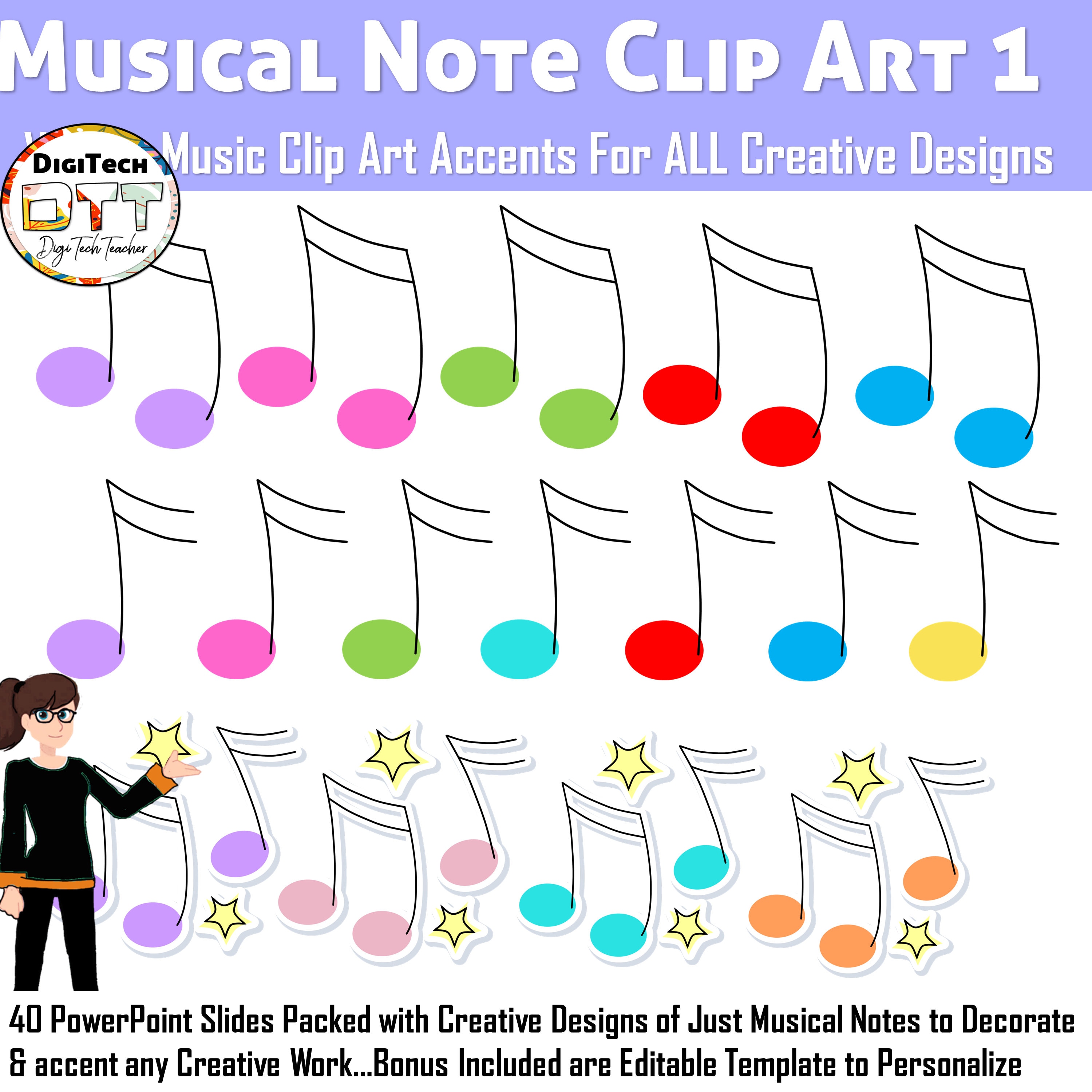 Musical Notes Vector Clip Art 1, Musical Note Icons, Musical Note ...