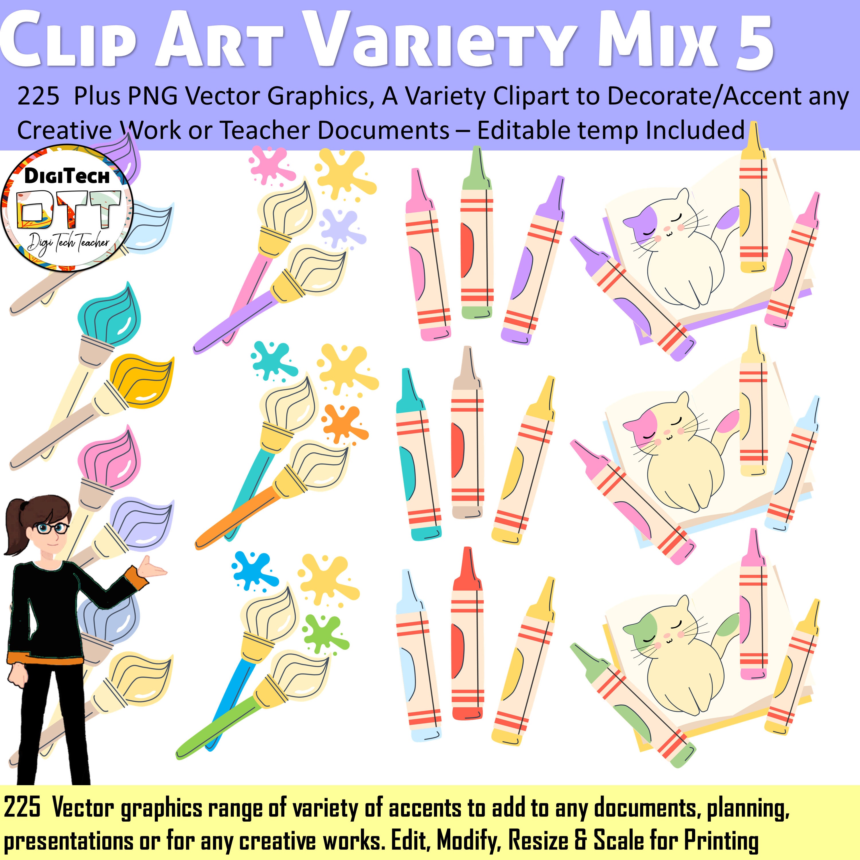 Clip Art Vector Variety Mix 5, Teacher Clipart, Page Accent Clipart ...
